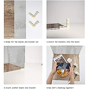 2PCS Double Sided Photo Backdrop Boards for Flat Lay, 24x24IN Wooden Cement Food Photography Background Tabletop Backdrop for Video Shooting, EOAJAFOU