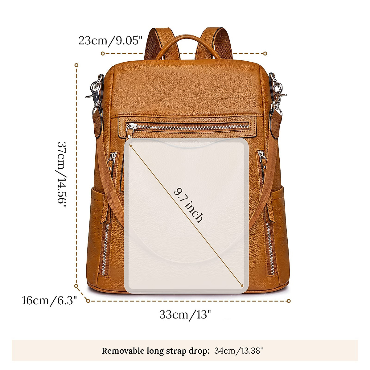 S-ZONE Women's Tote Backpacks, Brown, Large