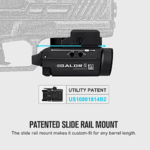 OLIGHT Baldr S 800 Lumens Compact Rail Mount Weaponlight with Green Beam and White LED Combo, Magnetic USB Rechargeable Tactical Flashlight with 1913 or GL Rail, Battery Included (Black)