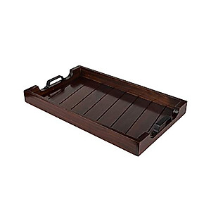 Bamboo Land- Large Wooden Serving Tray, 20”x14’’, Dark Brown, Trays for Serving Food, Wooden Trays for Decor, Breakfast Tray, Serving Tray with Handles, Wood Serving Tray, Food Serving Tray