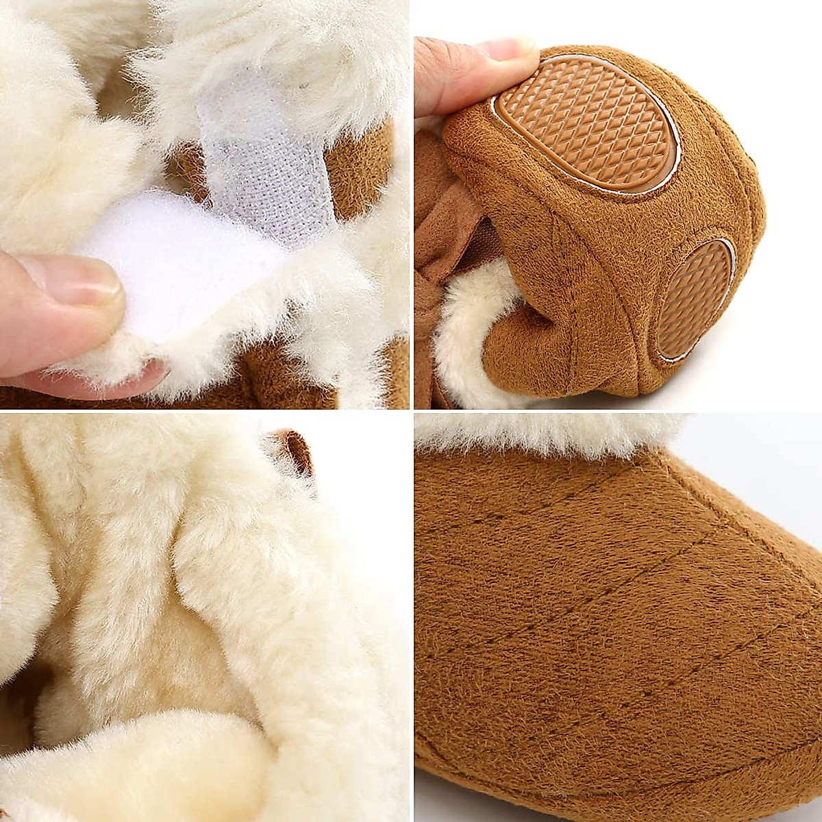 Ohwawadi Infant Girl Boots Cozy Fleece Booties Slippers Winter Baby Girls Dress Shoes Warm Newborn Crib Shoes