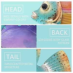 LIFFY Metal Fish Wall Decor 2Pack Handmade Glass & Metal Fish Wall Art for Living Room Bedroom Bathroom Pool Pretty Gift Idea Make Your Home Unique