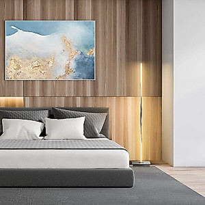 Tangkula Helix LED Floor Lamp for Living Rooms, 48 Inch Modern Tall Bright Contemporary Standing Pole Light with Built-in Foot Switch, for Bedrooms & Offices (Silver)