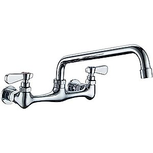 Commercial Kitchen Faucet Wall Mount with 8 Inch Swivel Spout 8" Center Sink 2-Handle NSF No Lead Faucet Mixer Tap Polish Chrome,4353
