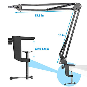 K669 Microphone Boom Arm Mic Stand, Windscreen and Cable Sleeve Compatible with Fifine K669 669B USB Podcast Microphone to Recording and Streaming by YOUSHARES