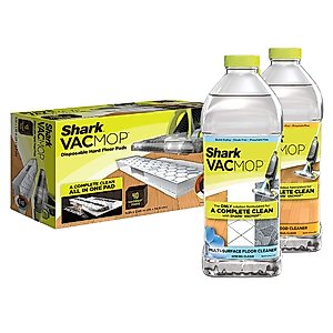 Shark VMP40 VACMOP Pro Cordless Hard Floor Vacmop Pad Refills (40 ct.) & 1 Bottle of Multi-Surface Cleaner Spring Fresh Scent and 1 Bottle Hardwood Surface Cleaner Fresh Citrus (Packaging May Vary)