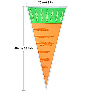 Boao 200 Counts Easter Carrot Patterned Cone Cellophane Bags Treat Goody Bags with 200 Pieces Gold Twist Ties for Easter Party Favor