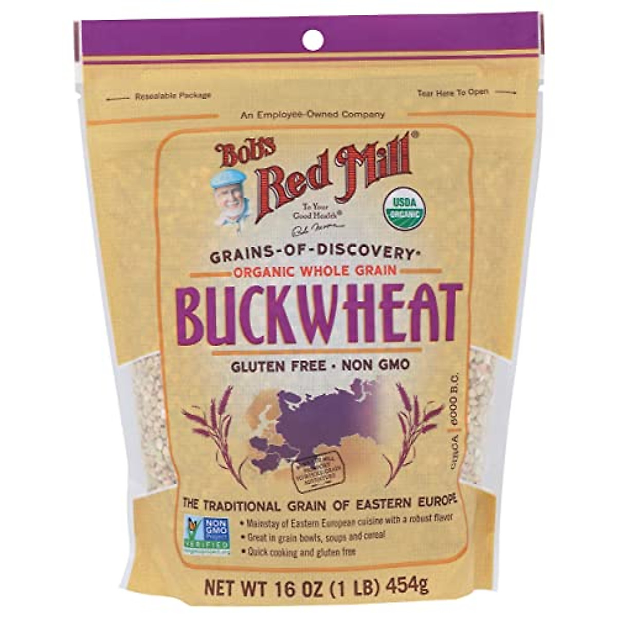 Bob’s Red Mill Organic Raw/Untoasted Buckwheat Groats, 16 Ounce Bag (Pack of 1), Gluten Free, Non-GMO, Kosher