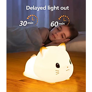 Aottop Cute Cat Lamp for Kids ,LED Christmas Kitty Night Light for Teen Girls Bedroom, Kawaii Room Decor, USB Rechargeable Baby Night lamp, Nursery Toddler Baby Night Light, Kawaii Birthday Gifts