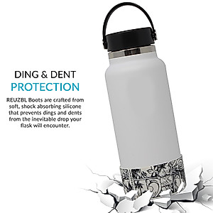 REUZBL Protective Silicone Bottle Boot for Owala FreeSip 40 oz, Hydro Flask 32-40 oz, Iron Flask, Takeya, Thermoflask, and Similar Wide Mouth Water Bottles, Protective Bottle Accessory