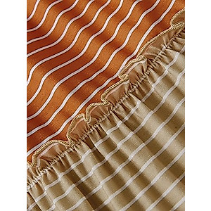 Women Casual Long Sleeve Tunic Dress Cute Button V Neck Swing Babydoll Flowy Tiered Mini Ruffles Dresses Loose Leopard Striped Color Block