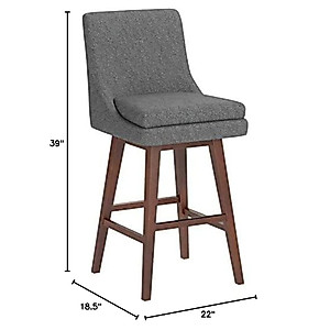 Amazon Brand – Stone & Beam Alaina Contemporary High-Back Swivel Seat Counter Stool, 39"H, Grey