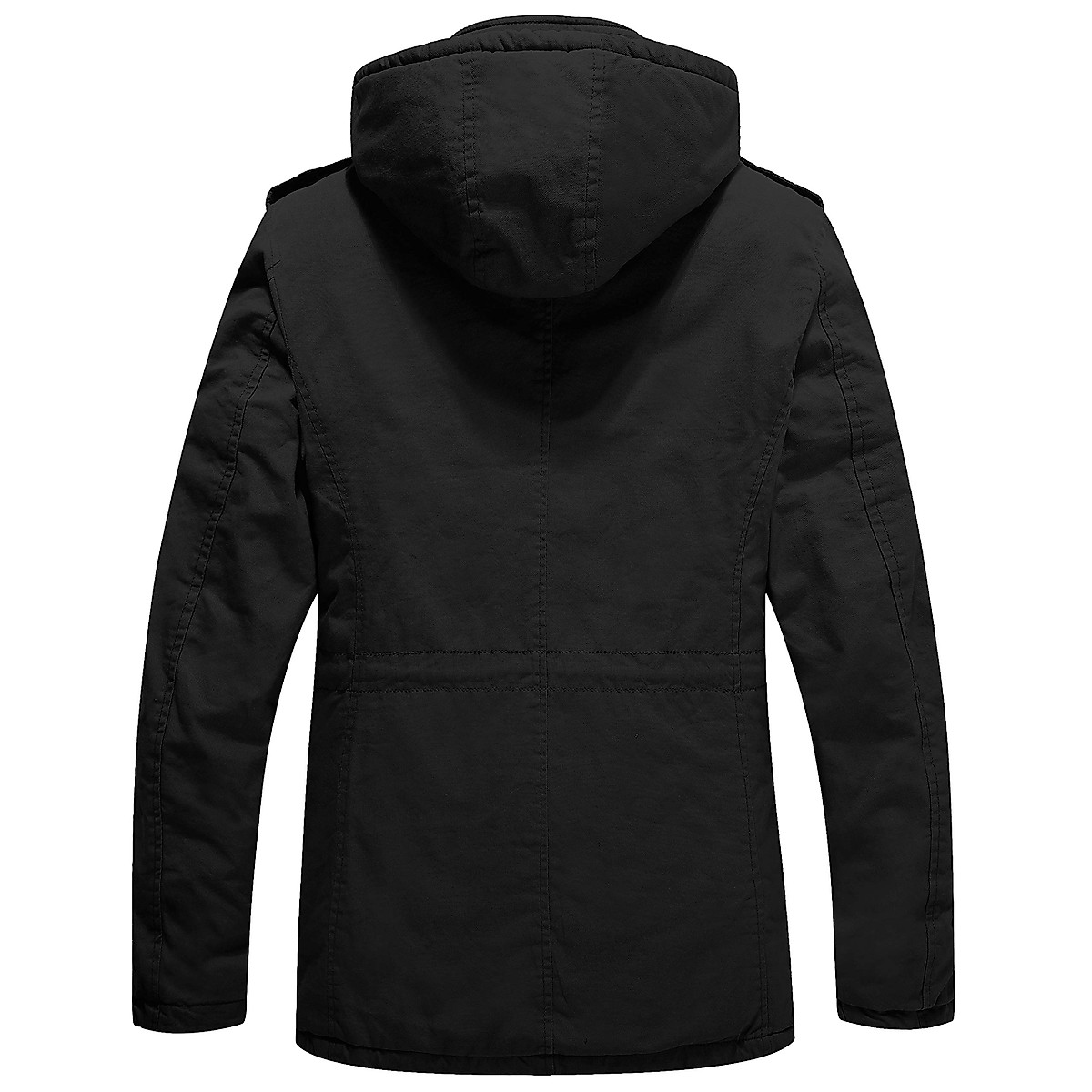 WenVen Men's Heavy Military Sherpa Lined Hooded Parka Jacket Winter Coat Black M