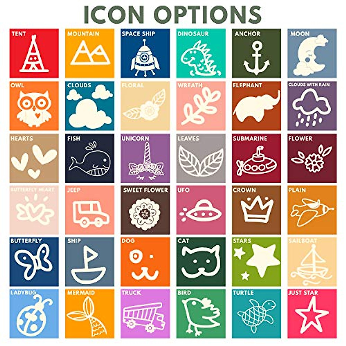 Personalized Kids Water Bottle w NAME & 36 ICON FREE ENGRAVING! Custom Toddler Water Bottle for Children | 18 oz - 9 Color | BPA Free - Double Wall Insulated