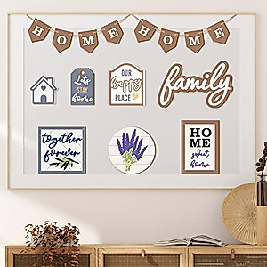 11 Pieces Home Family Tiered Tray Decor Set Wooden Shelf Tier Tray Sign Home Farmhouse Rustic Layered Pallets Decorations Wood Tiered Tray for Home Indoor Decor (Family Style)