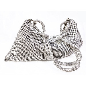 Rhinestone Hobo Bag for Women Rhinestone Purses Sparkly Evening Handbag Shiny Diamond Purse for Wedding Parties 2024