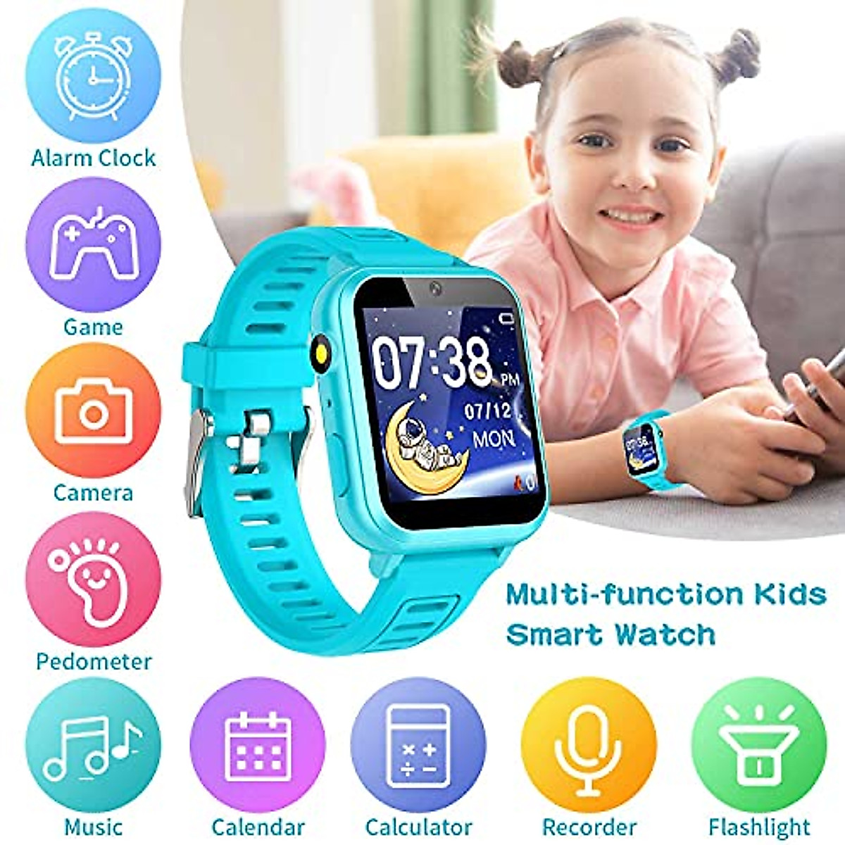 METYYP Kids Smart Watches for Kids with 24 Games,Camera Music Player Pedometer Alarm Clock 12/24,Kids Watch Toys for 3-12 Years Old