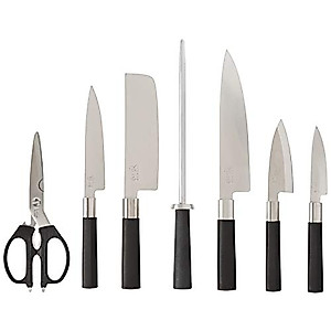 Kai Wasabi 8-Piece Block Set, Kitchen Knife and Knife Block Set, Includes 8” Chef's Knife, 4” Paring Knife, 6” Utility Knife, & More, Hand-Sharpened Japanese Kitchen Knives