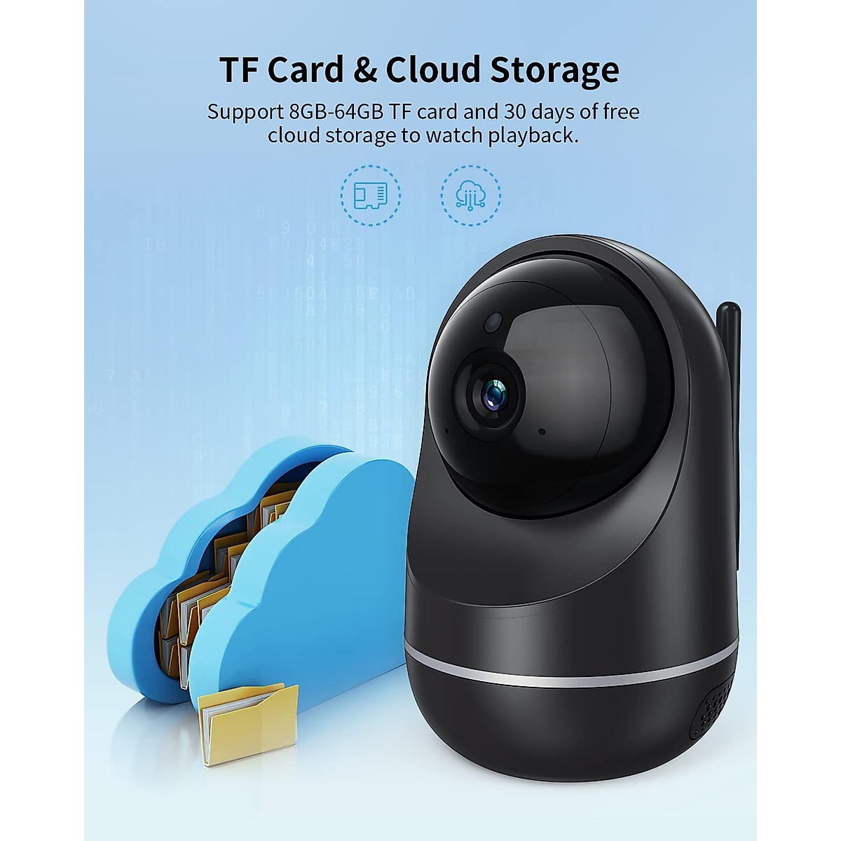 2.4/5G Wi-Fi Camera for Home Security Camera, Indoor Camera for Pets/Nanny, pet Camera with 2-Way Audio, Sound Detection, Night Vision, black