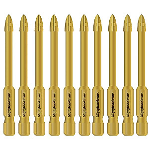 Mgtgbao Golden 10PC 6mm Masonry Drill Bits, Concrete Drill Bit Set for Tile,Brick, Plastic and Wood,Tungsten Carbide Tip Best for Wall Mirror and Ceramic Tile.