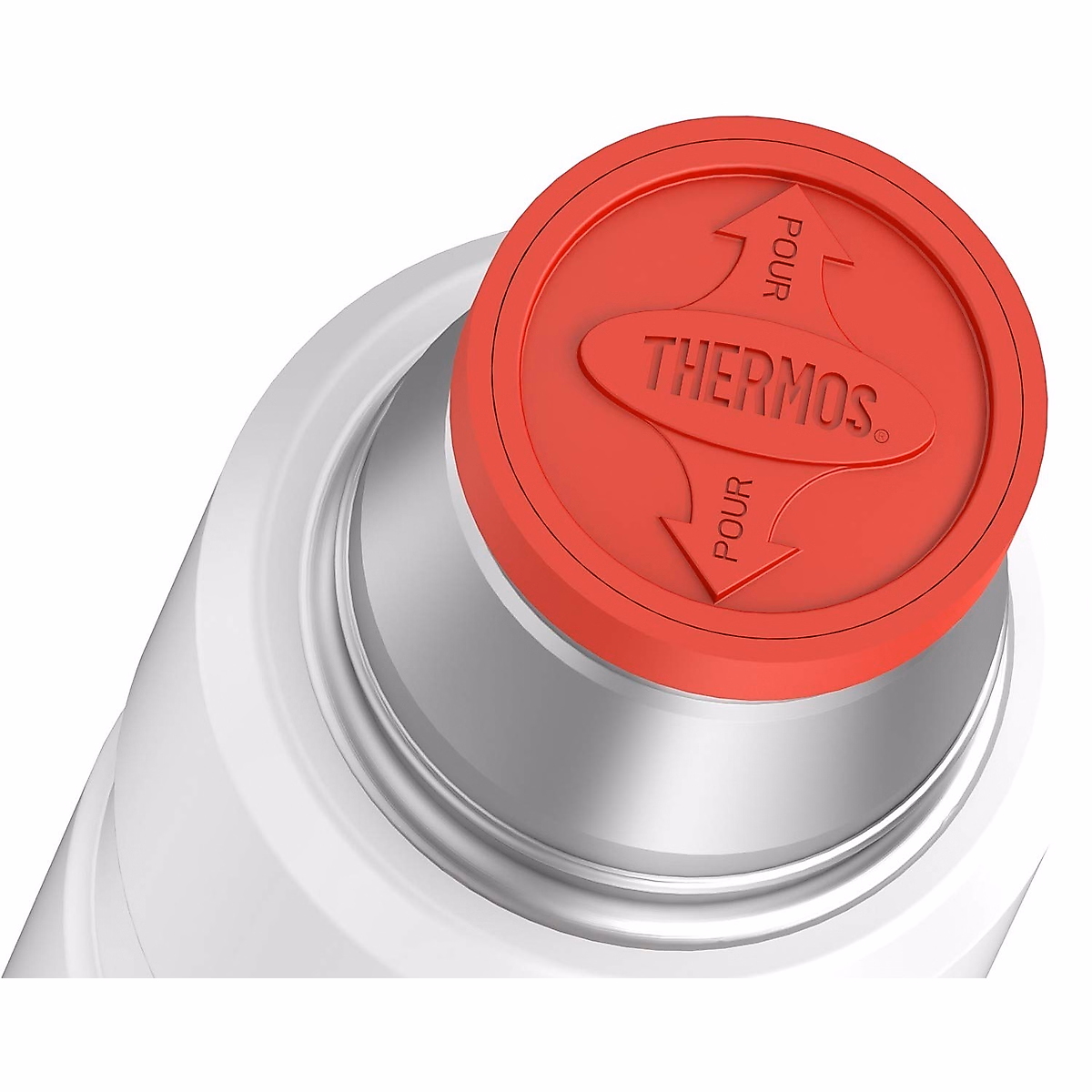 Thermos SK2000WHR4C Stainless King 16 Ounce Compact Bottle, Red Cap, White