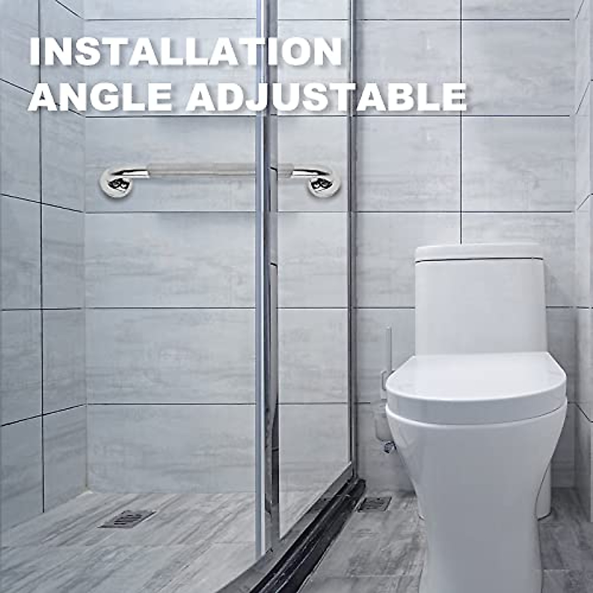 2 Pack 16 Inch Anti-Slip Bathroom Grab Bar, LONVICHTT Stainless Steel Shower Handle, Knurled Safety Hand Rail, Support Balance Armrest, Elderly, Pregnant, Children, Handicap Senior Assist Bath Handle