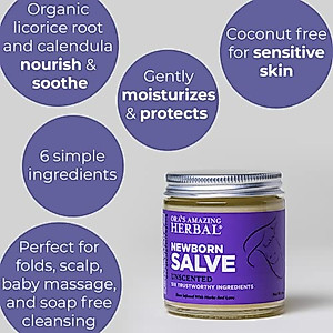Newborn Salve, Baby Calendula Cream, Baby Acne Treatment, EWG Verified Baby Eczema Cream, Cradle Cap Treatment, Diaper Ointment, Natural Baby Care with Organic Calendula, Ora's Amazing Herbal