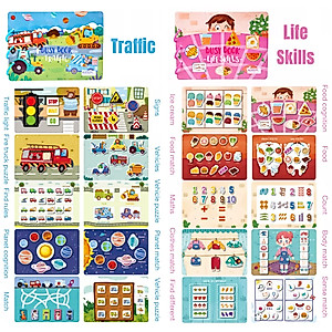 MIKNEKE 2 Pack DIY Quiet Book for Toddlers, Montessori Busy Book for Kids, Vehicle Life Skill Preschool Learning Activities Learning & Education Toys