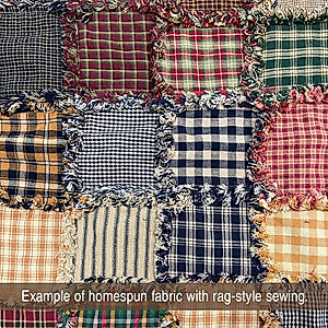 Black & Tea Dye Primitive Ticking Stripe Homespun Cotton Plaid Fabric by JCS - Sold by The Yard