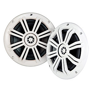 4 x Kicker 6.5" Marine Boat Coaxial White Speakers Combo Bundle With Pyle Elite Series 400 Watt 4-Channel Marine Car Bluetooth Amplifier and 8 Gauge Total Amplifier Installation Wiring Kit