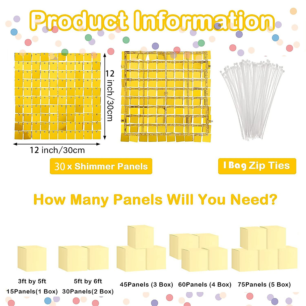 Champagne (Light Gold) Shimmer Wall Backdrop Panel - Birthday, Anniversary, Wedding Decorations, Engagement & Bridal Shower Party Decor | Glitter Bling Photo Backdrops Sheets （30 pcs (5×6 FT）