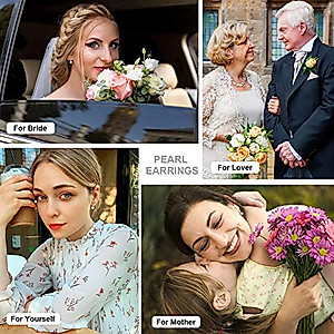 FIFATA Fashion Silver Pearl Earrings for Women 8-8.5mm Classical Drop Dangle Earrings Jewelry