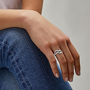 ChicSilver 925 Sterling Silver Simulated Birthstone Promise Rings for Women Personalized Mothers Rings with 4 Birthstones 4 Names Grandma Mom for Her Custom Name Engraved Ring