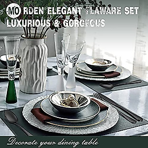 Black Silverware Set, Umite Chef 60-Piece Stainless Steel Flatware Set for 12, Kitchen Tableware Cutlery Set for Home and Restaurant, Mirror Finish