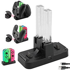 Whiteoak Pro Controller 6 in 1 Charger for Nintendo Switch Joy-Con Charging Dock Station Stand with LED Charging Indicator, [Upgrade Version] with Free Type C Cable