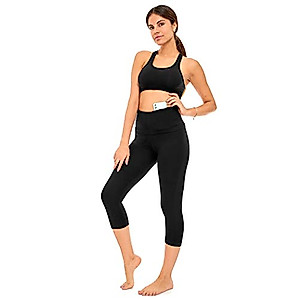 DEAR SPARKLE Fold Over Yoga Pants for Women Cotton Leggings Foldover High Waist Leggings Capri Plus Size (C7 F) (Black, X-Large)