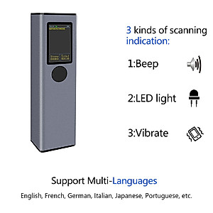 2D 1D QR Barcode Scanner with TFT Screen 3 in 1 BT & 2.4GHz Wireless & Wired Connection Sound and Vibrator Prompt Support Offline Storage Compatible with Windows Android Linux for Supermarket