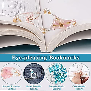CALIDAKA 2pcs Transparent Thumb Book Page Holder Resin Book Page Holder Handmade Dried Flower Resin Thumb Ring Page Holder,Finger Bookmark Holder,for Reader Book Lover Literary(Transparent)