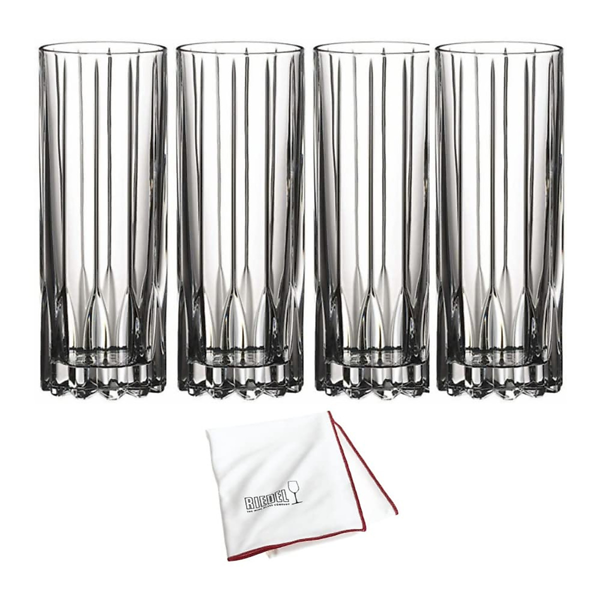 Riedel Drink Specific Glassware Fizz Cocktail Glass (2-Pack) with Microfiber Polishing Cloth Bundle (3 Items)