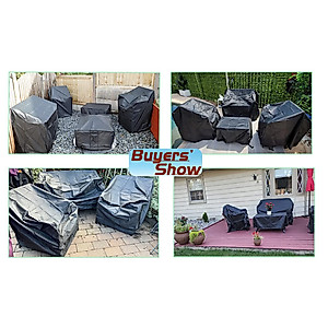 SIRUITON Patio Furniture Cover Set ,Fit for 4 Pieces Patio Outdoor Rattan, Wicker Chair Conversation Furniture Sets,Heavy Duty Durable and Water Resistant Fabric (Black)