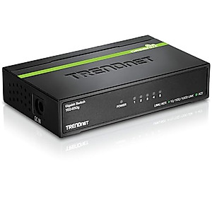 TRENDnet 5-Port Mini Gigabit Switch, TEG-S50g, GREENnet Technology, NDAA + TAA Compliant, Desktop Metal Ethernet Network Switch, 5 x Gigabit Ports, Fanless, Lifetime Protection, Black