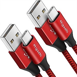 etguuds Red USB A to USB C Cable 10ft, 2-Pack Fast Charging Type C Charger Cord Braided for iPhone 16 15 Pro Max Plus, for Samsung Galaxy S24 S23 S22 S21 S20 S10 S10E Note 20 10 A15 A25 A35 A55