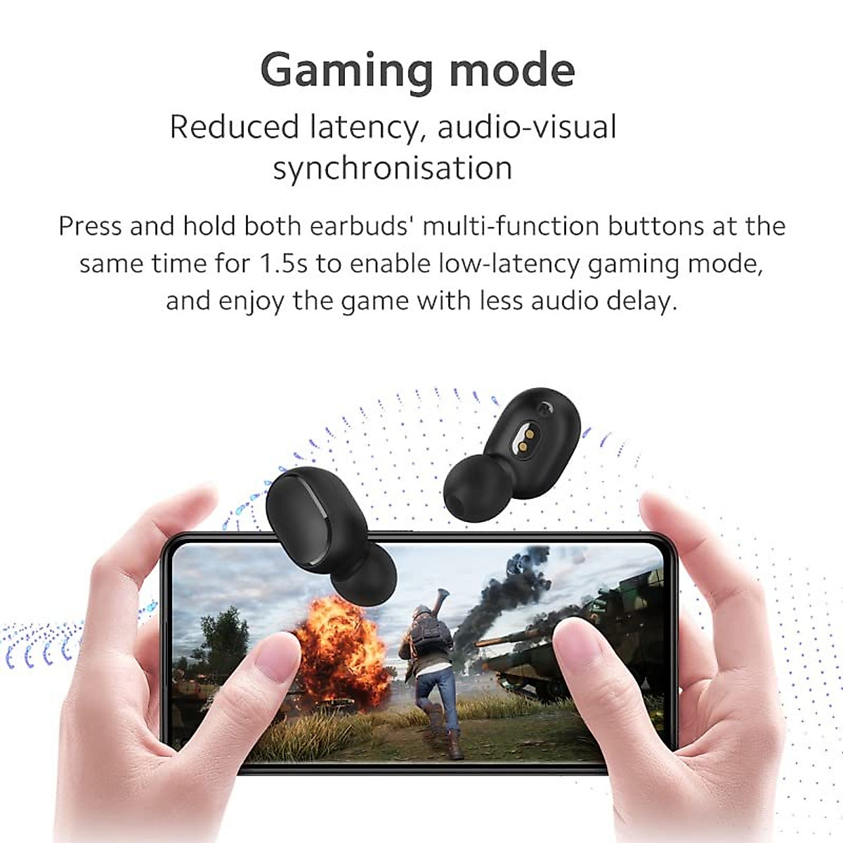 Xiaomi Redmi Buds Essential Wireless Earbuds, Bluetooth 5.2 Low Latency Gaming Headphones Stereo Earphones in Ear Touch Control Headset with Mic Deep Bass for Sport, Gaming and Running, Black