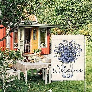 AVOIN colorlife Forget-me-nots Flower Garden Flag 12 x 18 Inch Double Sided, Spring Summer Welcome Seasonal Holiday Rustic Yard Outdoor Flag