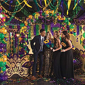 80PCS Mardi Gras Party Balloons Decoration Supplies - Purple Green Gold Mardi Gras Themed Latex Balloons Party Decorations