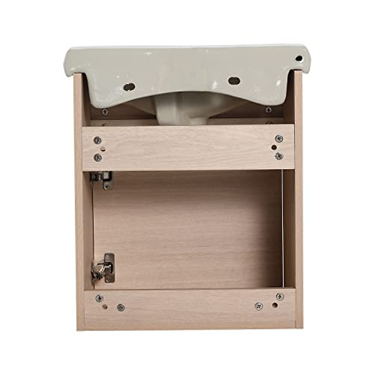 HomSof Small Size 18 Inch Bathroom Vanity with Ceramic Sink,Wall Mounting Design，18"x14", Plain Light Oak
