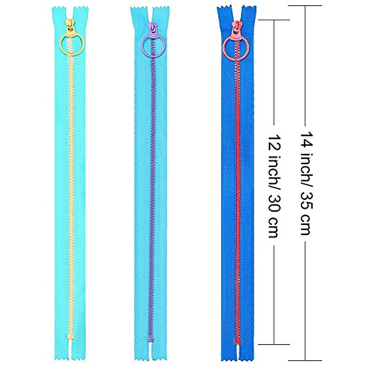 TecUnite 20 Pieces Plastic Resin Zippers with Lifting Ring Quoit Colorful Zipper for Tailor Sewing Crafts Bag Garment (12 Inch)