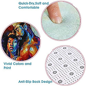 EVERMARKET Soft Comfort Flannel Bathroom Mats,Anti-Skid Absorbent Toilet Seat Cover Bath Mat Lid Cover,3pcs/Set Rugs-African American Lovers Couple