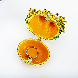 YU FENG Puppy Flower Basket Trinket Boxes Hinged Rhinestones Jeweled Painted Enameled Collectible Dog Animal Figurine Jewelry Holder Box