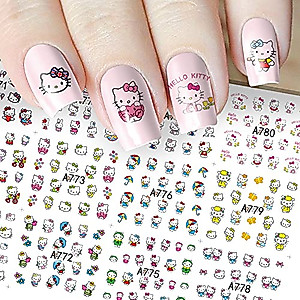 ZEJIANG 4 Sheets Cartoon Water Slide Nail Art Decals Water Transfer Nail Decals Sticker for Pretty Girl (B)